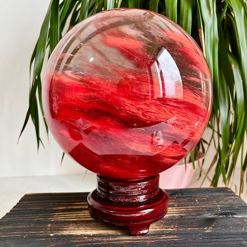27.07LB Large red melted crystal ball for repairing spiritual energy ...