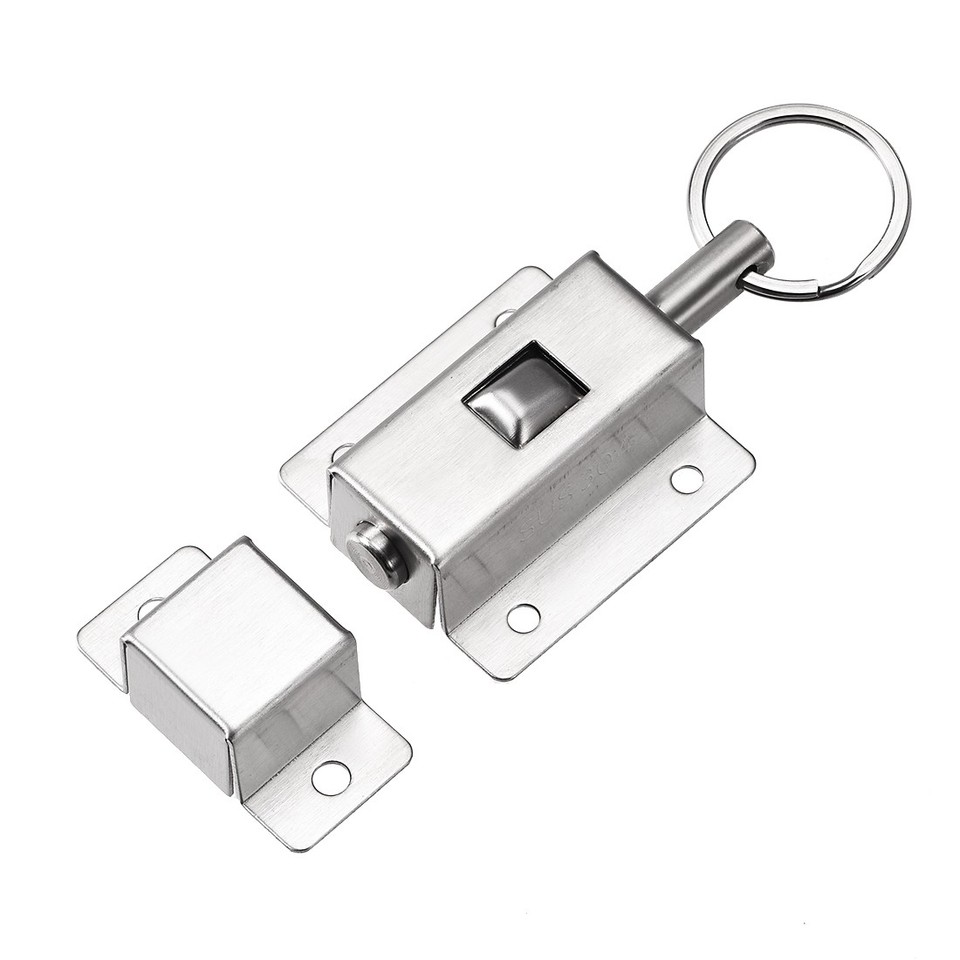 2pcs Barrel Bolt Stainless Steel 304 Ring-Pull Spring Loaded Slide Lock ...