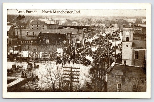 North Manchester Indiana~Birdseye View of Auto Parade B&W~Postcard | eBay