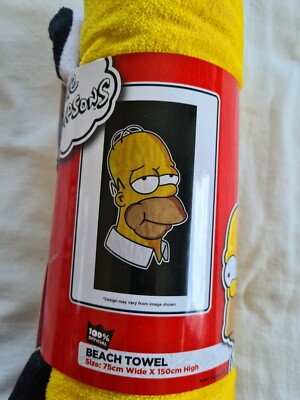 The Simpsons Homer Face Printed 75cm x 150cm Cotton Beach Towel New ...