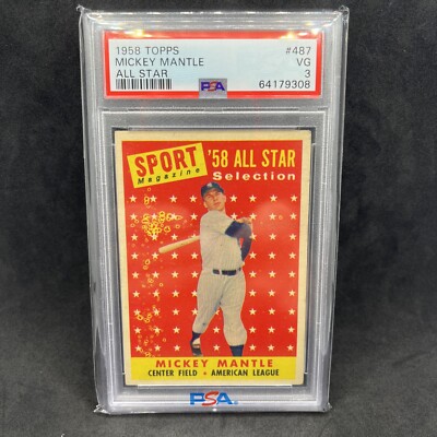 Mickey Mantle New York Yankees 1958 Topps All Star #487 PSA 3 | eBay