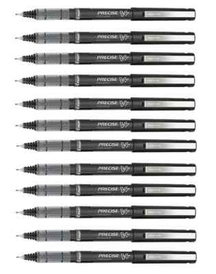12 - PILOT Precise V7 - Fine Rollerball Pen - BULK PACKED - BLACK INK ...