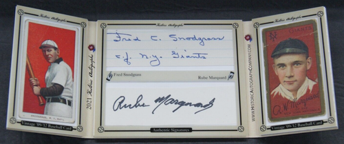 2021 Historic Autographs Triple Folder FRED SNODGRASS RUBE MARQUARD BGS ...