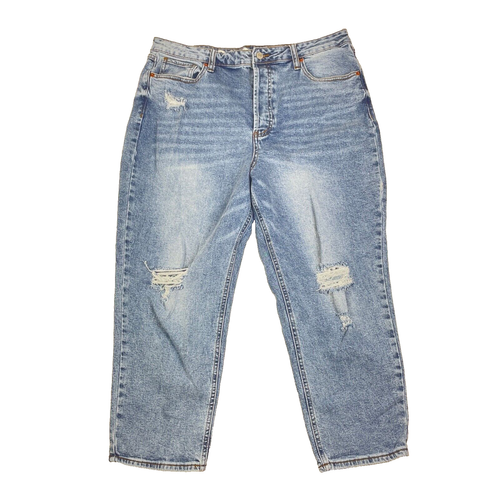 SONG Blue Denim Distressed Classic Mom Jeans Button Fly Juniors Size 15 ...