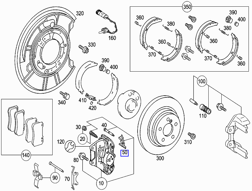 Mercedes C215 W220 Rear Brake Anti-Rattle Spring Clip A0004217691 New ...