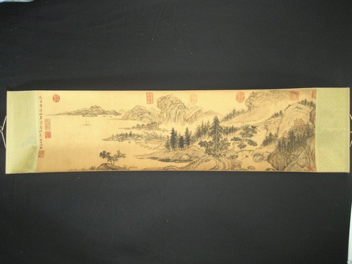 Chinese Old Antique Long Painting Scroll Xi Shan Landscape by Jin Run ...