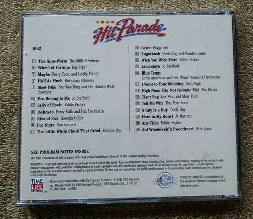 Time Life Music Your Hit Parade 1952 CD VG++/NM | eBay