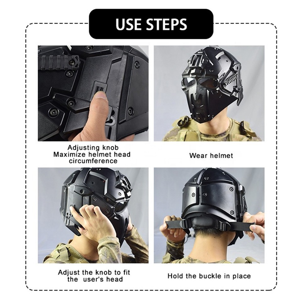 Tactical Airsoft Helmet Full Protection w/Mask Goggles CS Protection ...