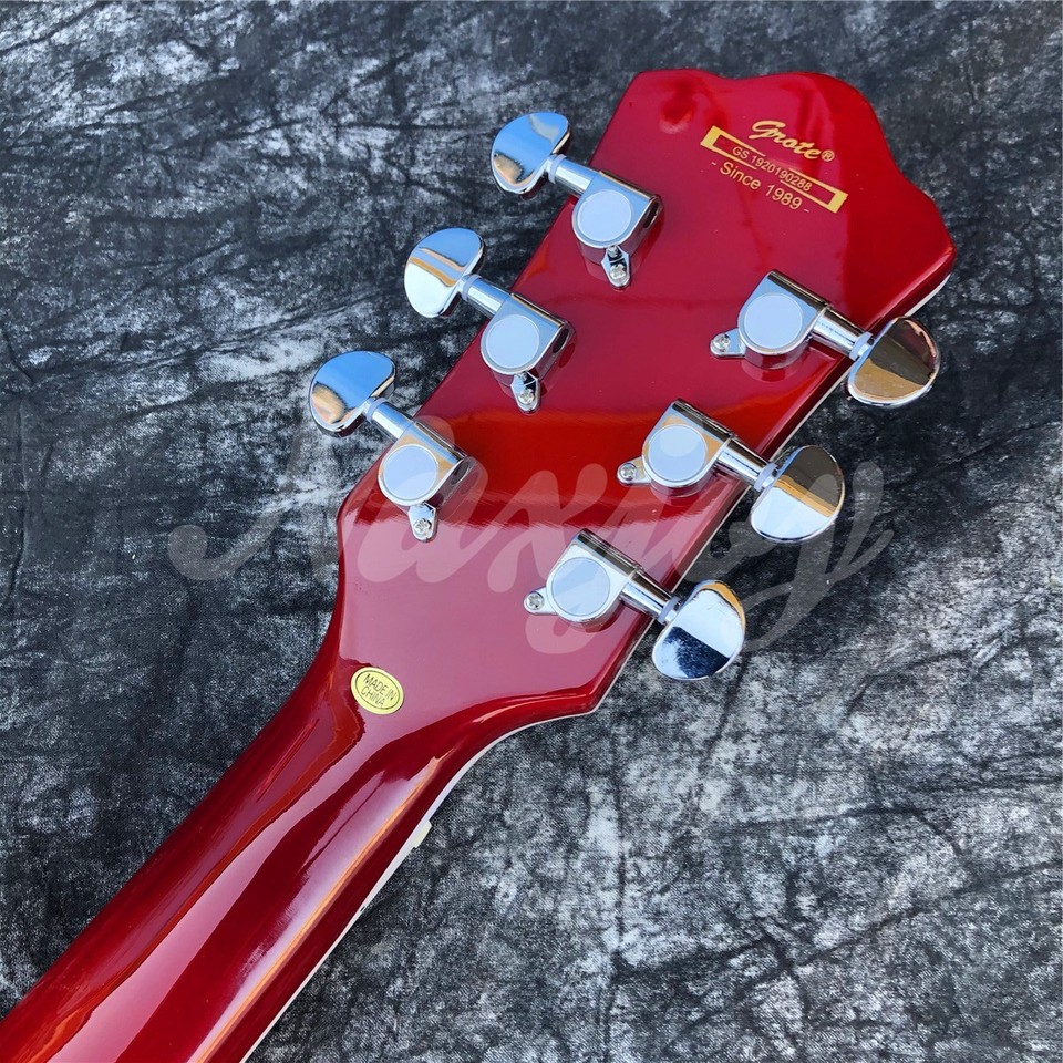 Grote Red Flame Maple 335 Electric Guitar Semi Hollow Body Archtop Jazz ...