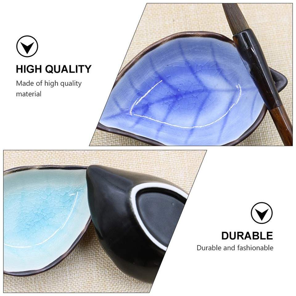 2 Pcs Ceramic Ink Plate Chinese Brush Pen Holder Calligraphy Tray ...