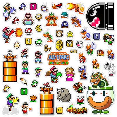 Super Mario World Stickers Mario All-Stars Super Nintendo SNES 60 ...