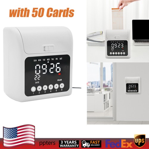 Employee Attendance Punch Time Clock Payroll Recorder LCD Display with ...