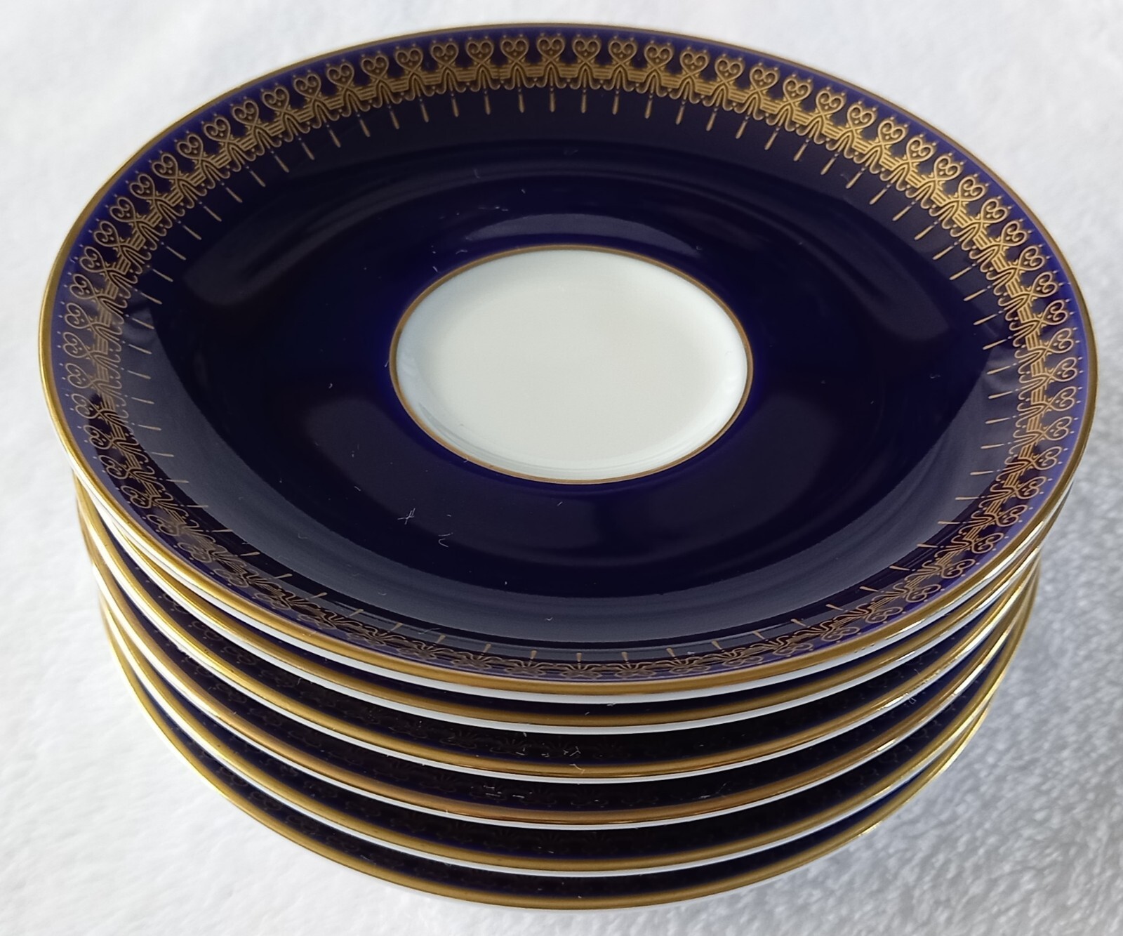 Vintage Romanov Cobalt Blue Gold Rim China Trios X 6 Cup Saucer Side ...