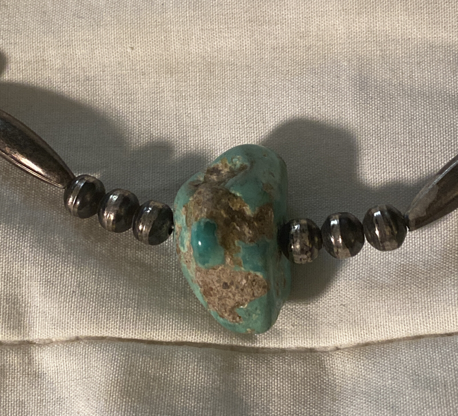 Navajo Native Bench Bead Turquoise Chunk Necklace Old… - Gem