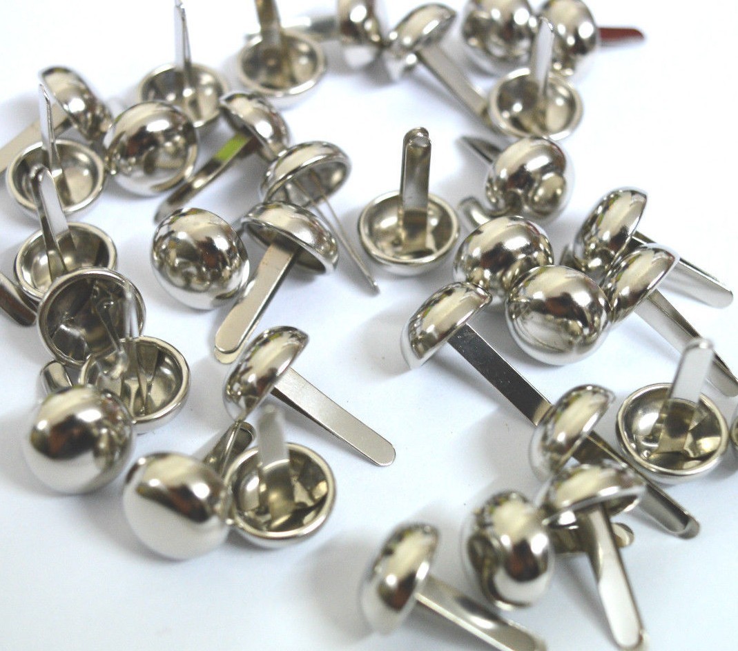 25 x Silver Paper Crafts Clips Split Pin Fastener Pins 11mm Large Dome ...