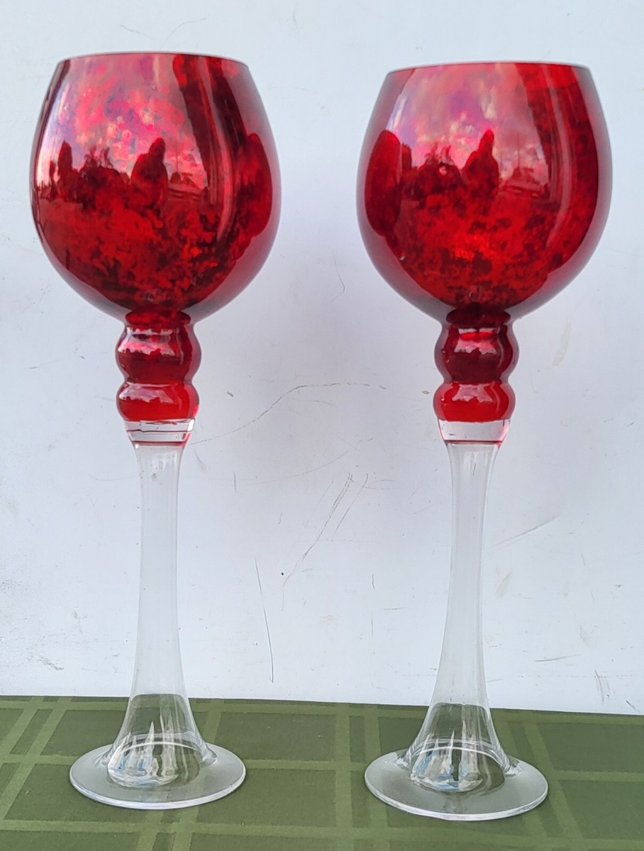 Tall Red Candle Holders Vintage Red Glass Candle Holders Set Of 2 6