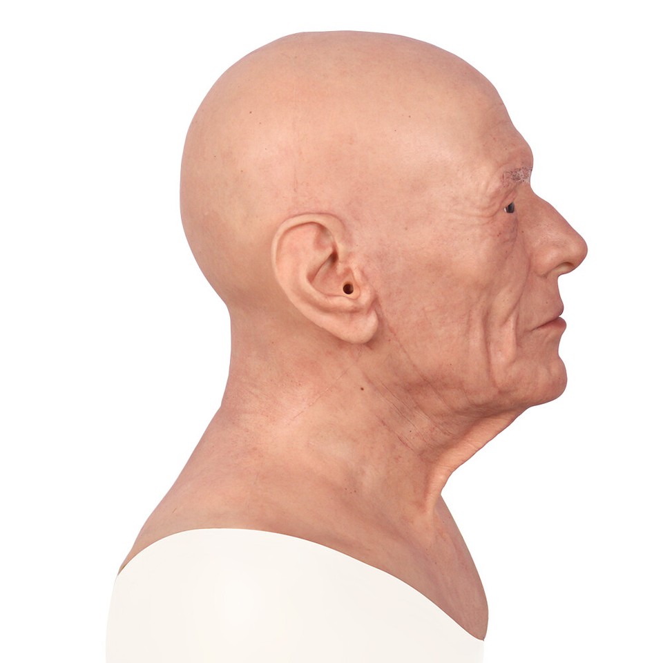 Dokier Realistic Silicone Old Man Mask Full Male Head Mask Disguise ...