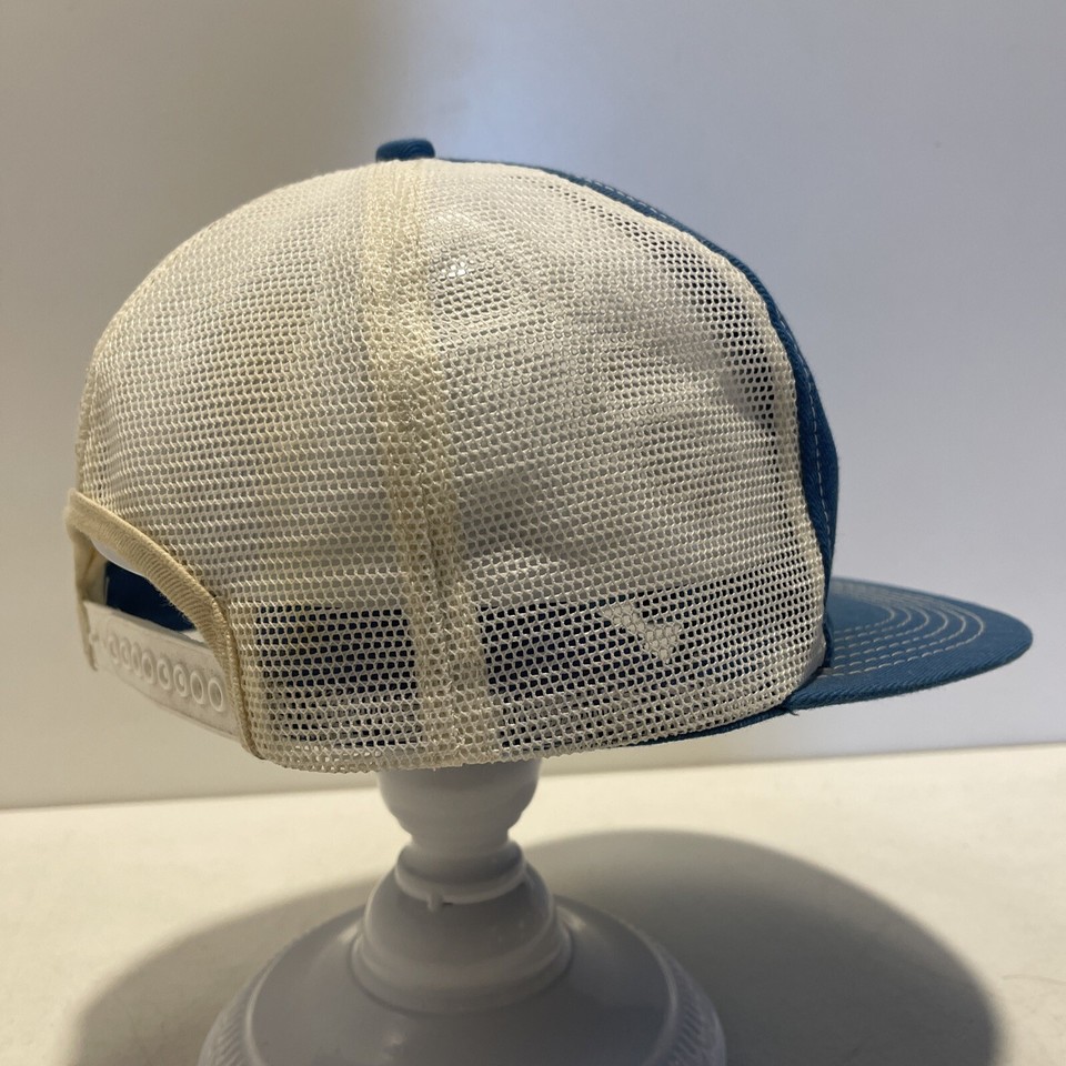 1970’s Trucker Hat BAUER BLOCK Truck Blue & White SNAPBACK Mesh Cap ...