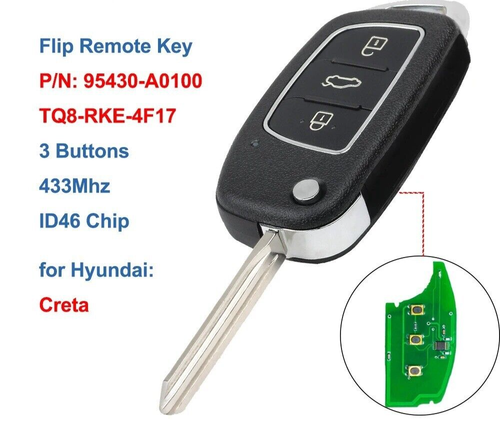 Flip Remote Key Fob 433MHz ID46 Chip for Hyundai Creta 2016 2017 | eBay ...