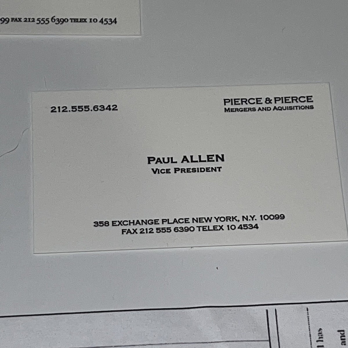 Paul Allen Business Card