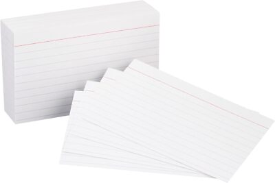 Basics Heavy Weight Ruled Lined Index Cards, White, 3x5 Inch Card 100 ...