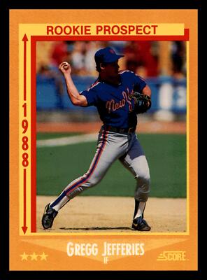 Gregg Jefferies HOF RC 1988 Score #645 Rookie Prospect Mets Centered ...