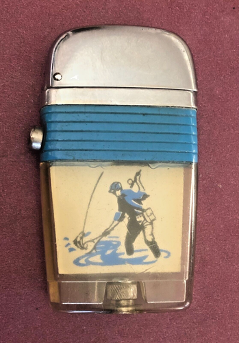 VTG Scripto Fishing VU CIGARETTE LIGHTER; Blue Band; Works Perfectly ...