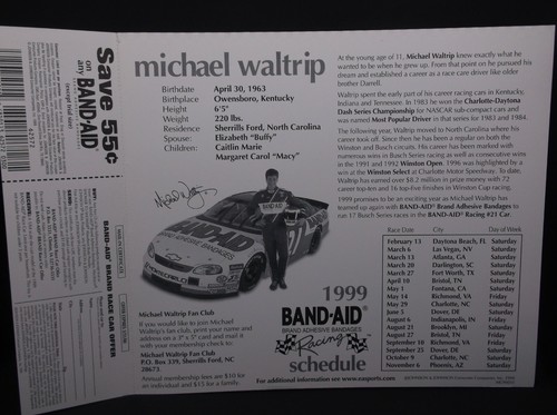 MICHAEL WALTRIP Band-Aid Racing Photo Card NASCAR | eBay