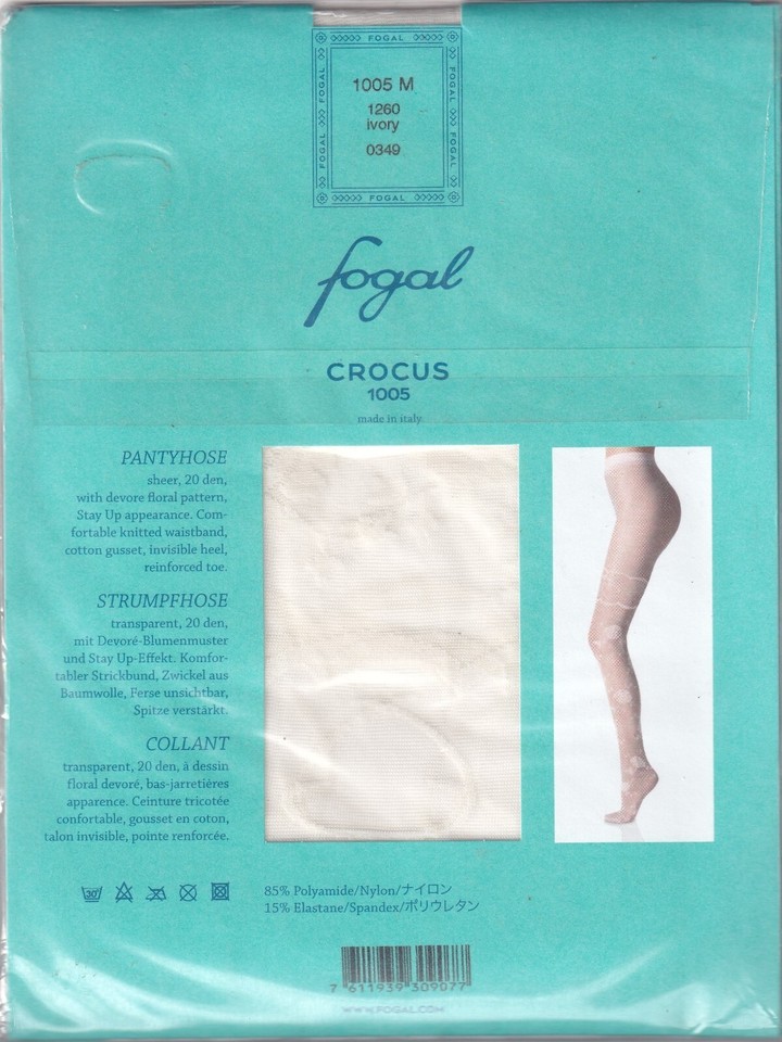 Collant FOGAL CROCUS 1005 coloris Ivory. Tailles S - M. Floral tights ...