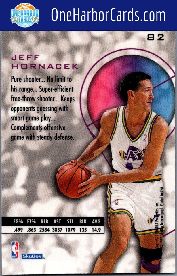 1995 SkyBox E-XL Utah Jazz Basketball Card #82 Jeff Hornacek | eBay