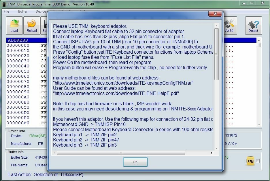 TNM5000 laptop multicontroller adaptor set. BIOS programmer. ITE IT8572 ...