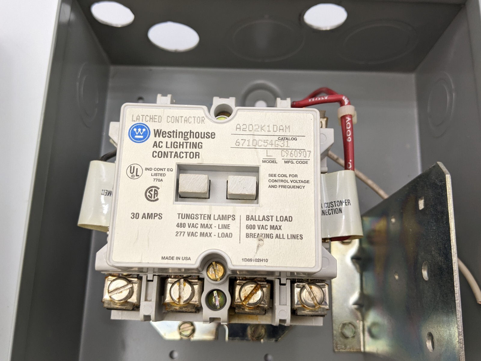 Cutler Hammer ECL04C1A4A AC Lighting Contactor A202K1DAM 30A 4P Coil ...