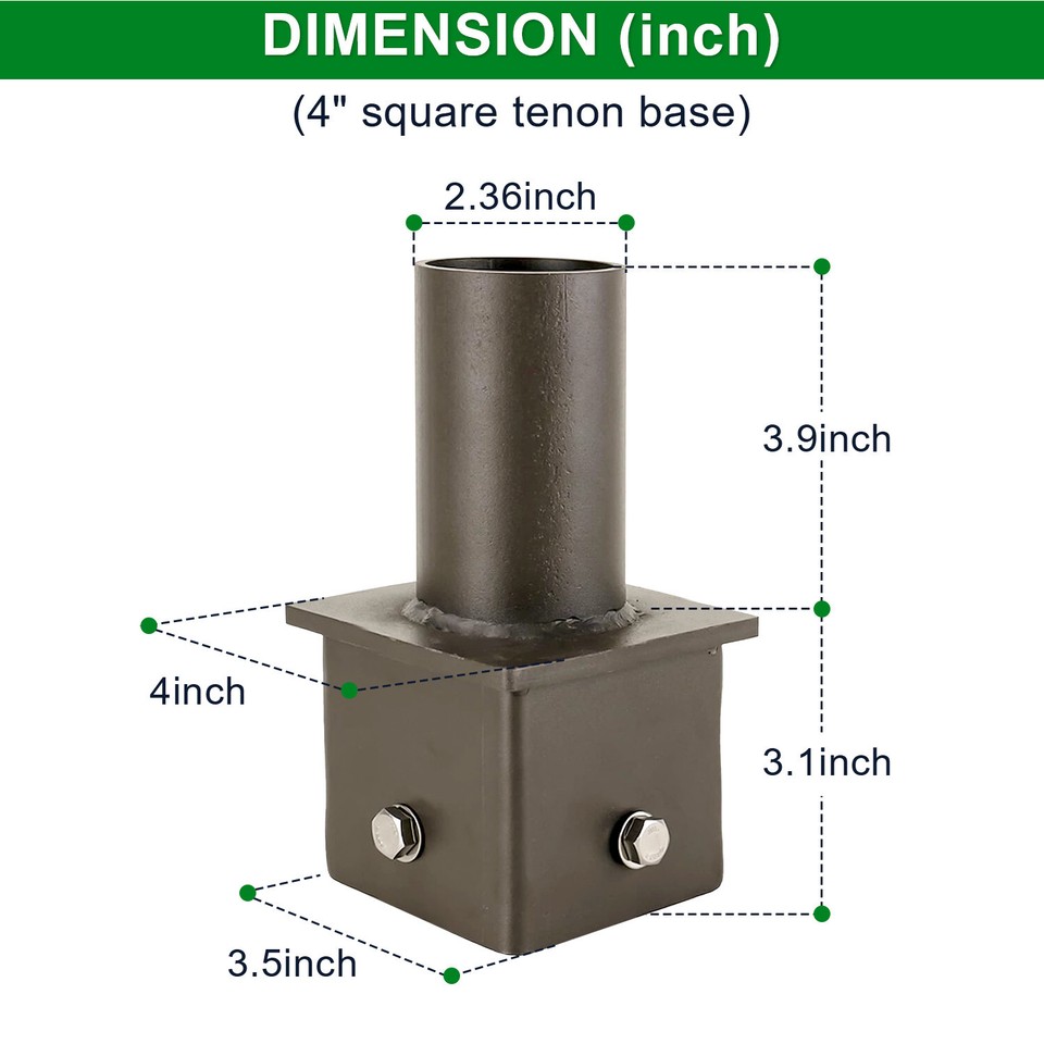 4 Inch Square Pole Bracket Tenon Adapter, Tenon Pole Bracket, Pole Top ...