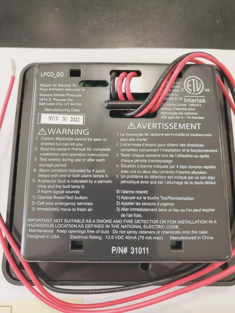 Dometic 31011 Carbon Monoxide/ Propane Leak Detector Detects Both LP ...