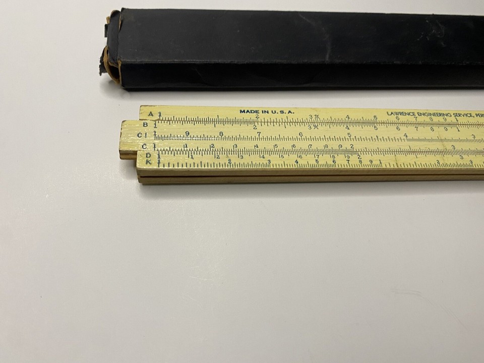 Vintage Lawrence Engineering Service Slide Rule Ruler In Box Made in ...