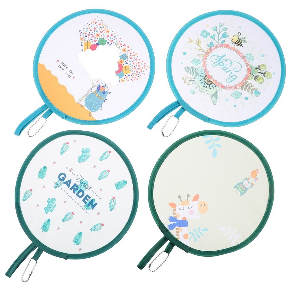 4 Pcs Round Foldable Cartoon Fan Handheld Fan Circular Fan Performance ...