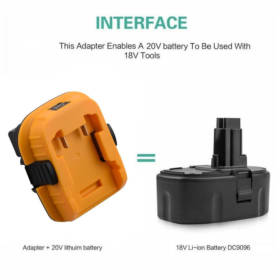 Battery Adapter Converter For DEWALT DCA1820 18Volt TO 20Volt Li-ion ...