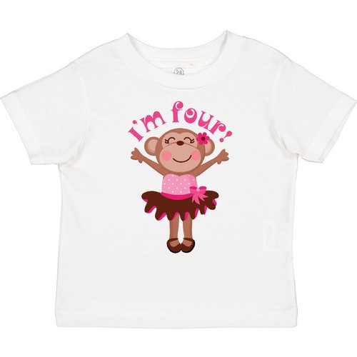 Inktastic Monkey 4th Birthday 4 Year Old Girl Toddler T-Shirt Party ...