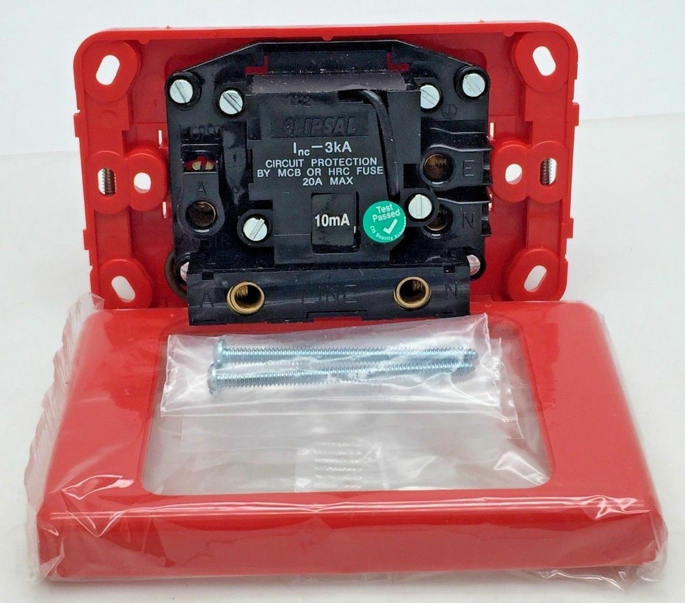 Clipsal ML2031VRC10 RED 'RCD 4' Protected Safety Switch 2 Pole 20A 10mA ...