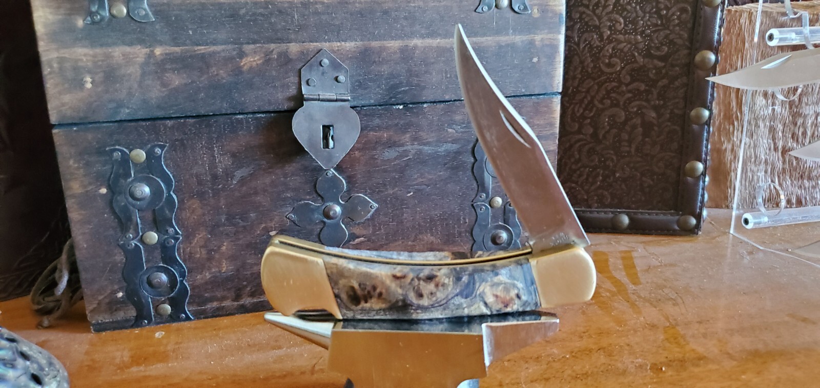 Buck 110 Inverted Tang Stamp, Burl Poplar, Filework | eBay