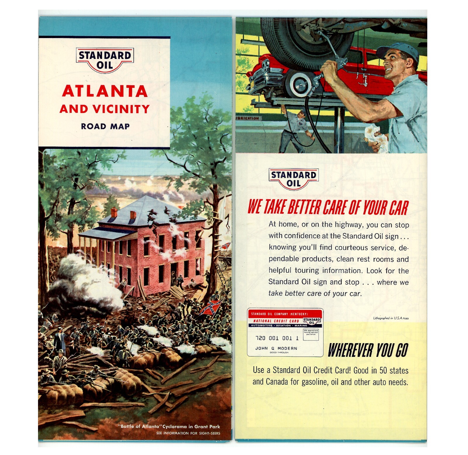 Vintage 1964 Atlanta, Georgia Road Map – Std. Oil of Kentucky (KYSO) | eBay