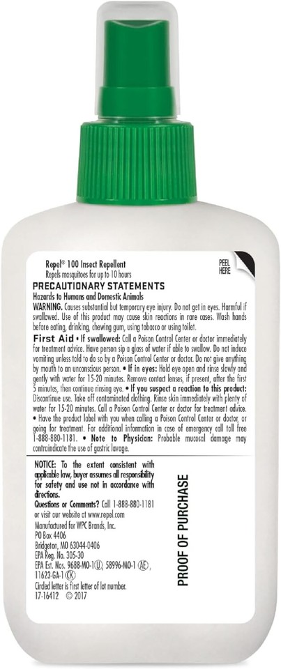 Repel 100 Insect Repellent, Pump Spray, 4-Fluid Ounces, 10-Hour ...
