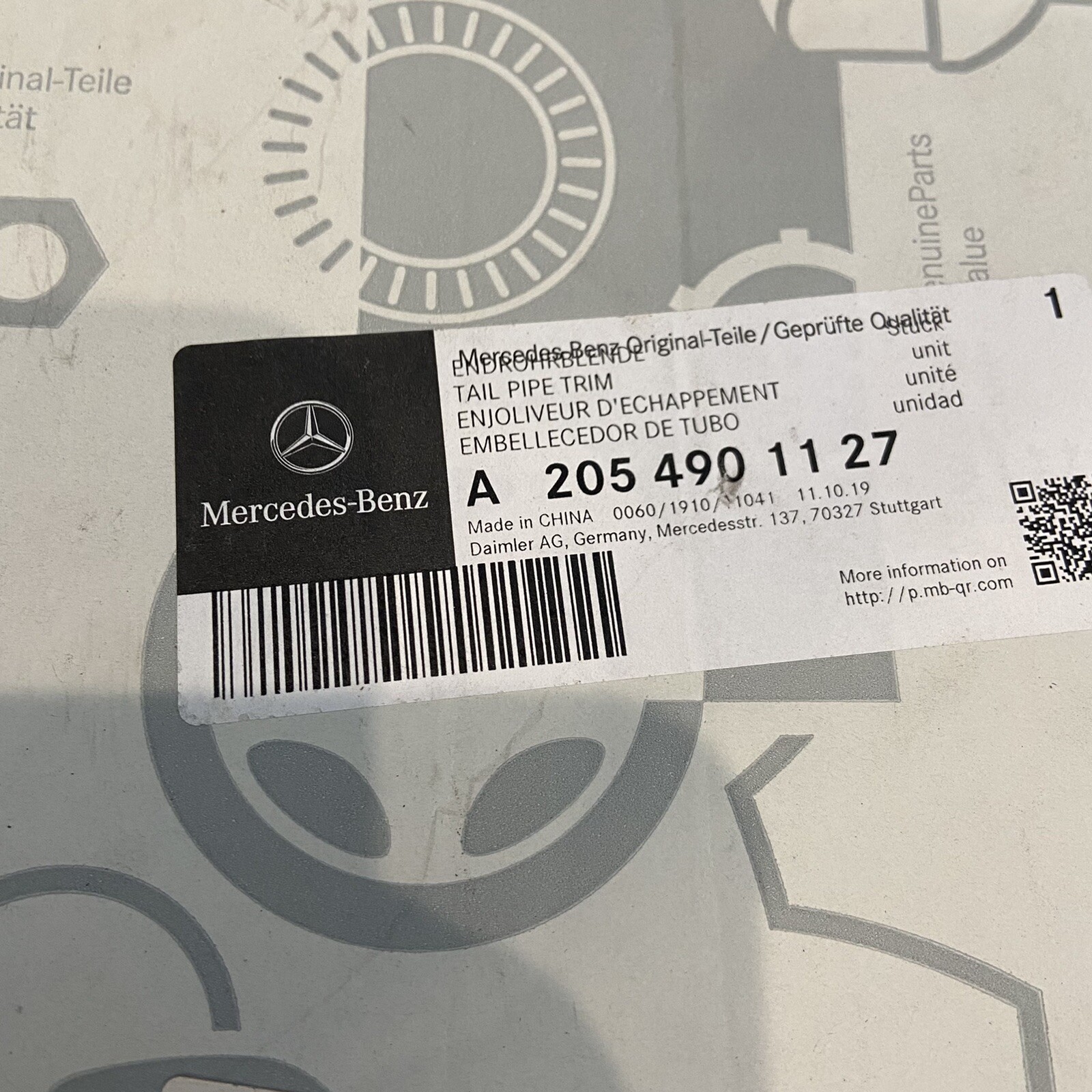 Mercedes Benz W205 C-Class Rear LH Exhaust Tip Bezel Trim Chrome NEW ...