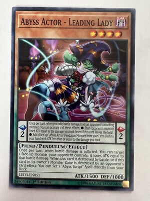 Abyss Actor - Leading Lady LED3-EN051 Yu-Gi-Oh! Light Play 1st Edition ...