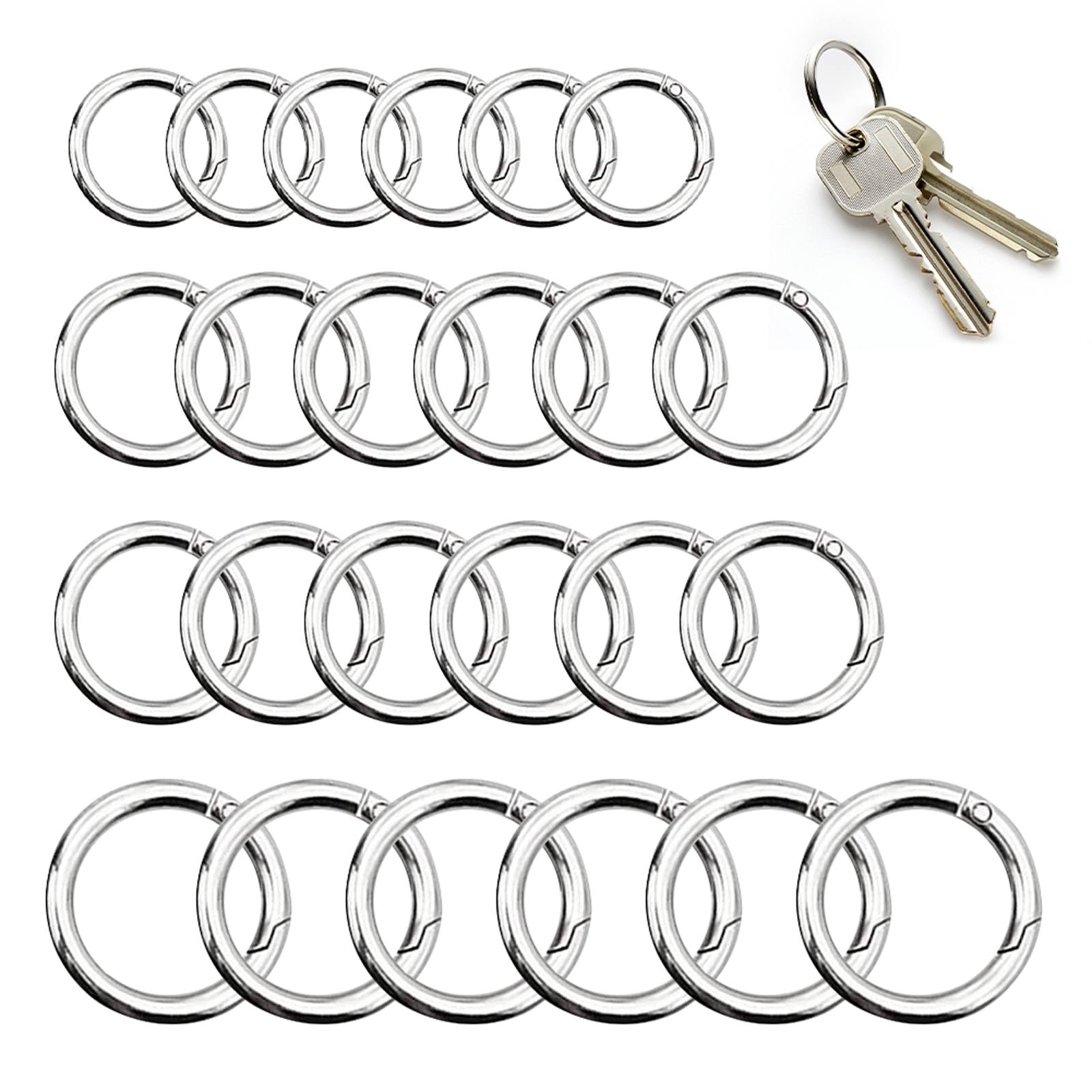 24pcs For Key Rings Zinc Alloy Camping Round Carabiner Purse 20 25 28 ...