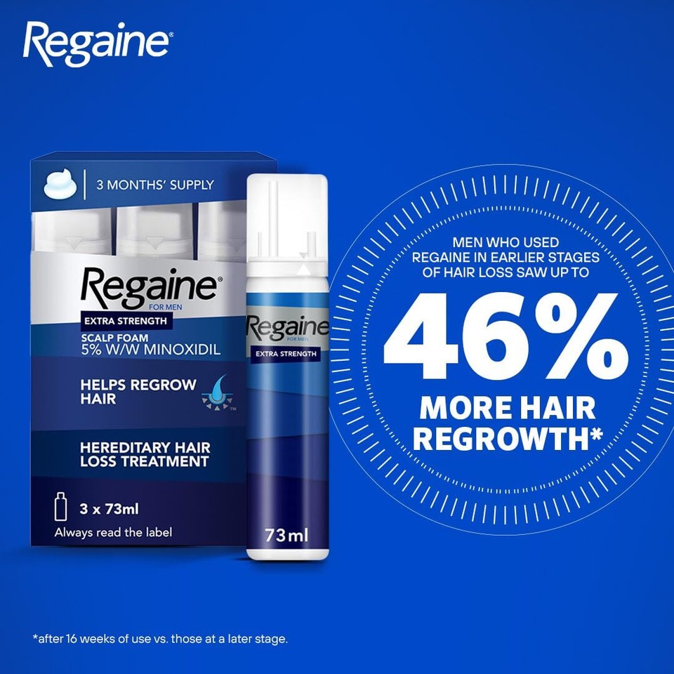 Regaine Extra Strength Scalp Cutaneous Foam (3x 73ml),Treatment for ...