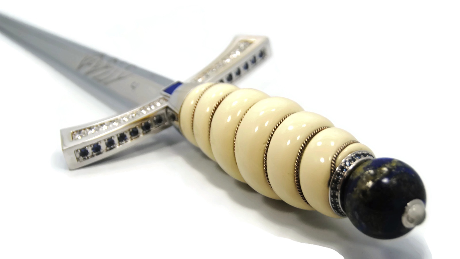 Belvedere Jade Jagger Dagger 18K White Gold Diamond Pale Sapphires | eBay