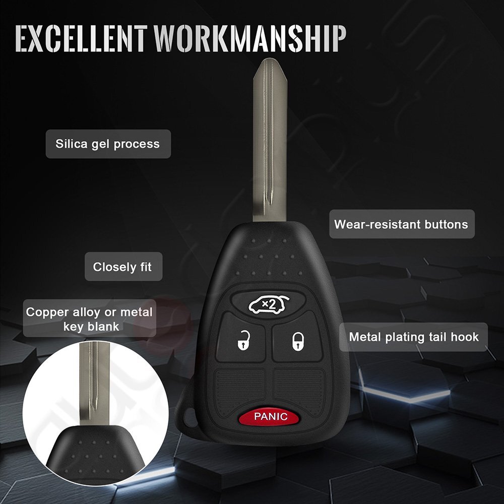 2 Remote Car Key Fob for Dodge Magnum Charger 2005 2006 2007 4 Buttons ...