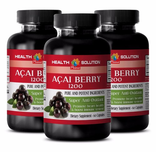 Heart-friendly nutrients - ACAI BERRY - Skin revitalizer 3 Bottles 180 ...