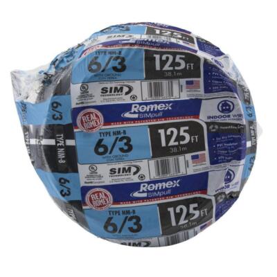 Southwire Romex SIMpull 125' 6/3 Stranded CU NM-B W/G Black | eBay